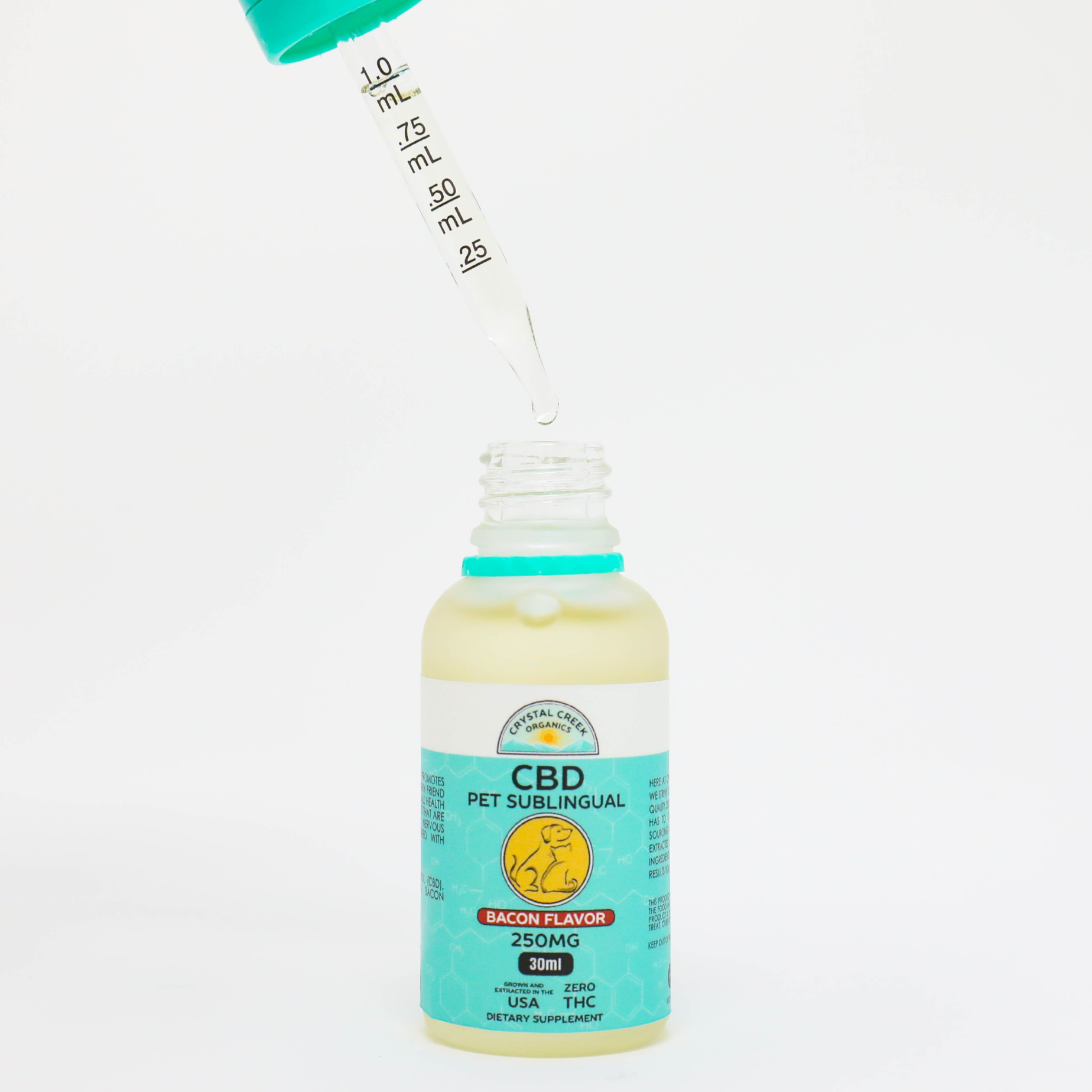 CBD Pet Sublingual Bacon Flavor - Crystal Creek Organics